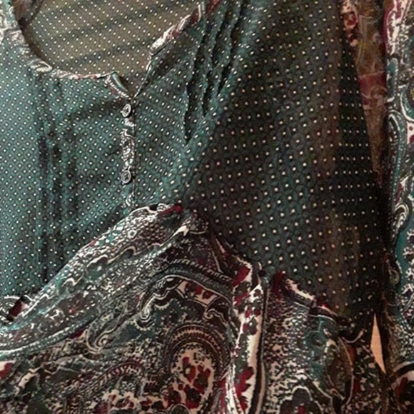 Band of Gypsies | Tops | Band Of Gypsies Dark Green Paisley Boho Mesh ...